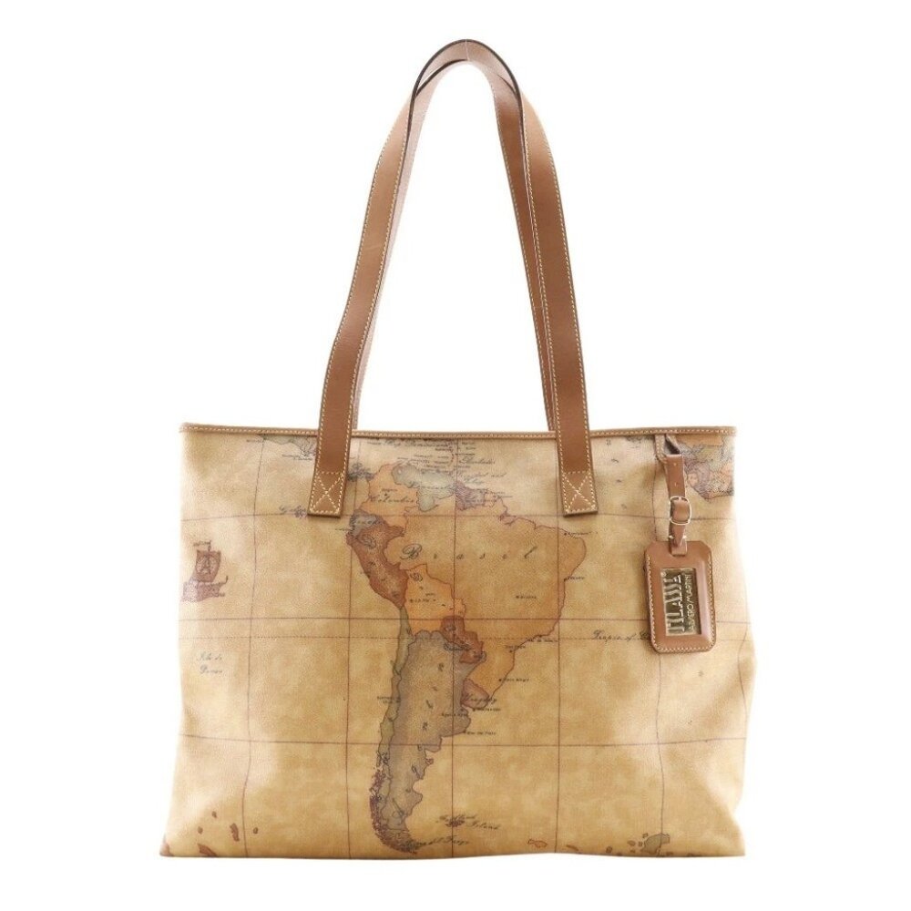 Prima Classe Geo Classic Tote Bag Map Pattern Brown P… - Gem